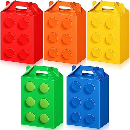 30 Pieces Building Block Party Favor Boxes Colors Building Brick Theme ...