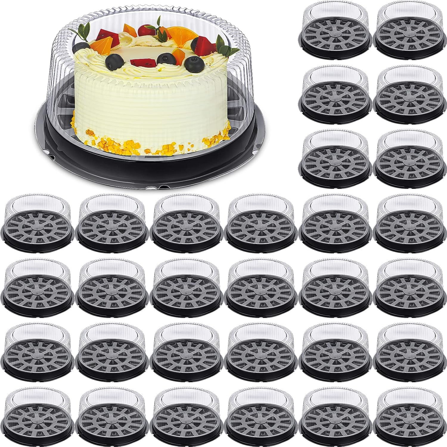 30 Pieces Cake Containers with Lids 11 Inch Round Plastic Disposable ...