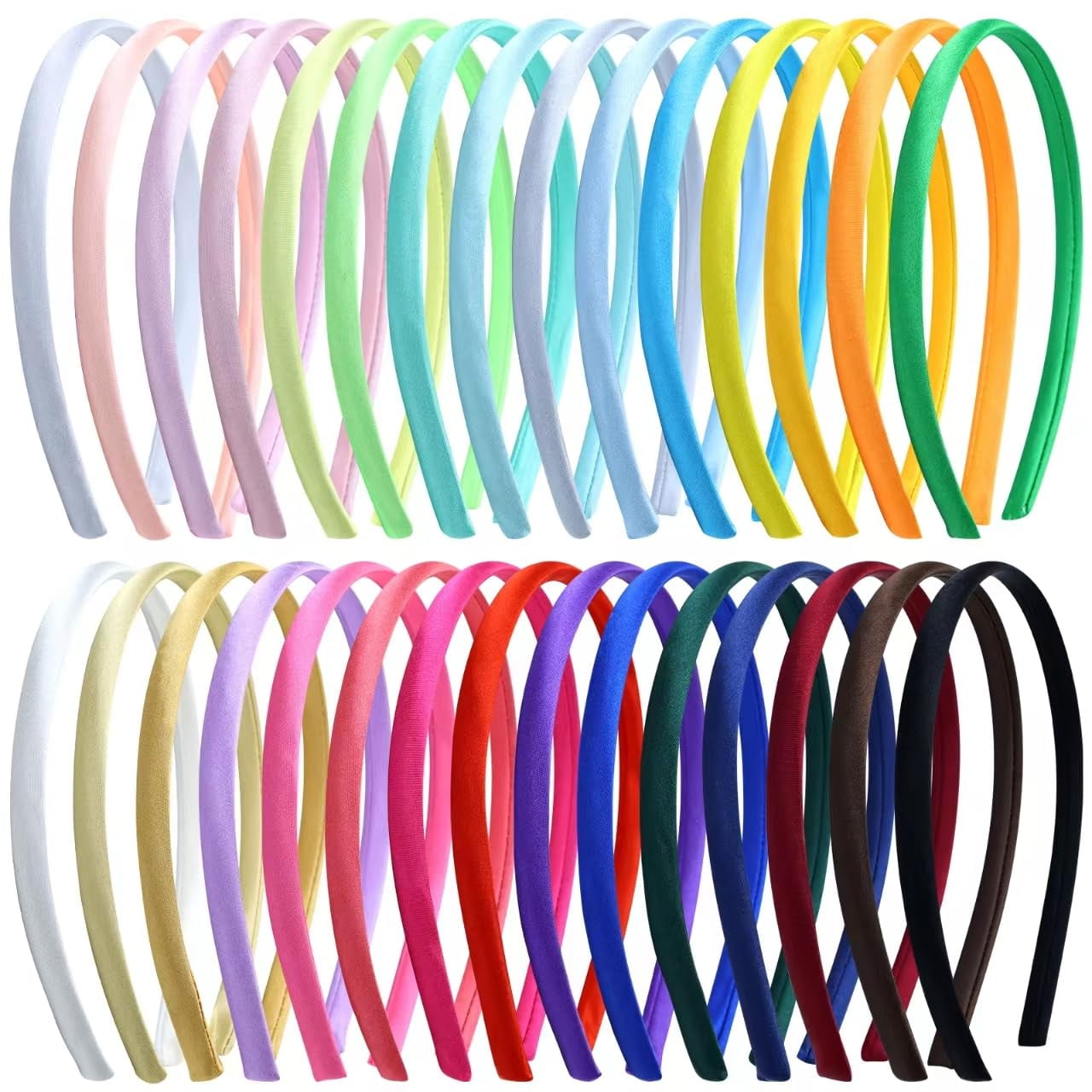 30 Pieces Candy Color Width 1cm/0.4" Thin Plastic Headbands Satin ...