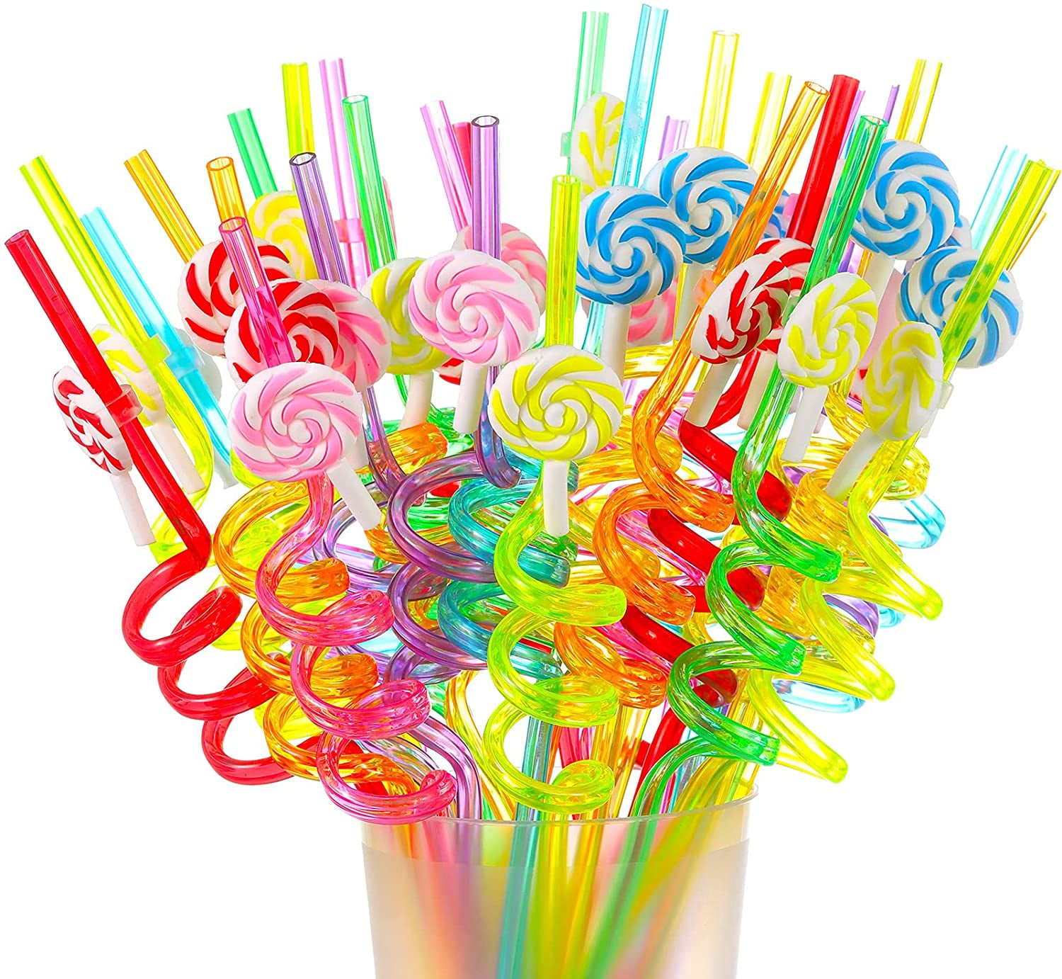30 Pieces Candyland Reusable Plastic Straw for Kids, Colored Party Drinking Straws Kid Straw ...