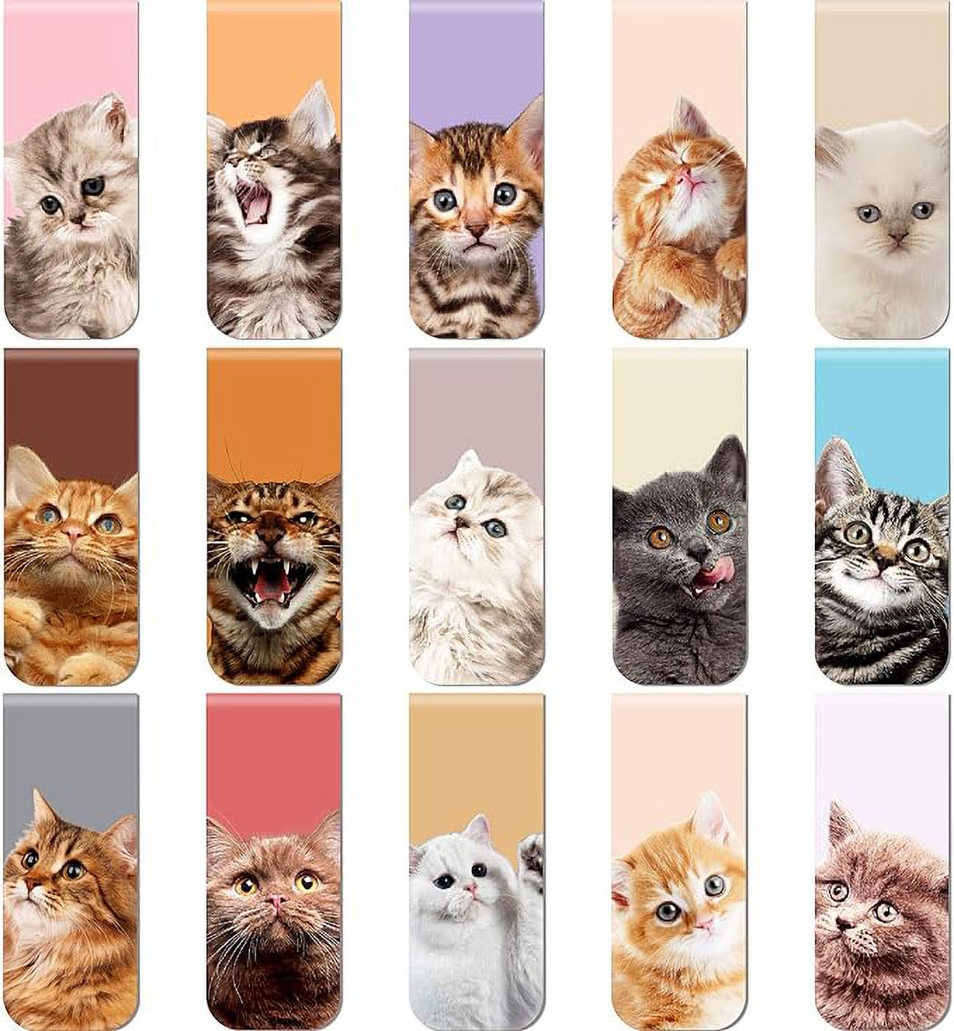 30 Pieces Cats Magnetic Bookmarks Cute Cats Magnetic Page Markers Pets ...