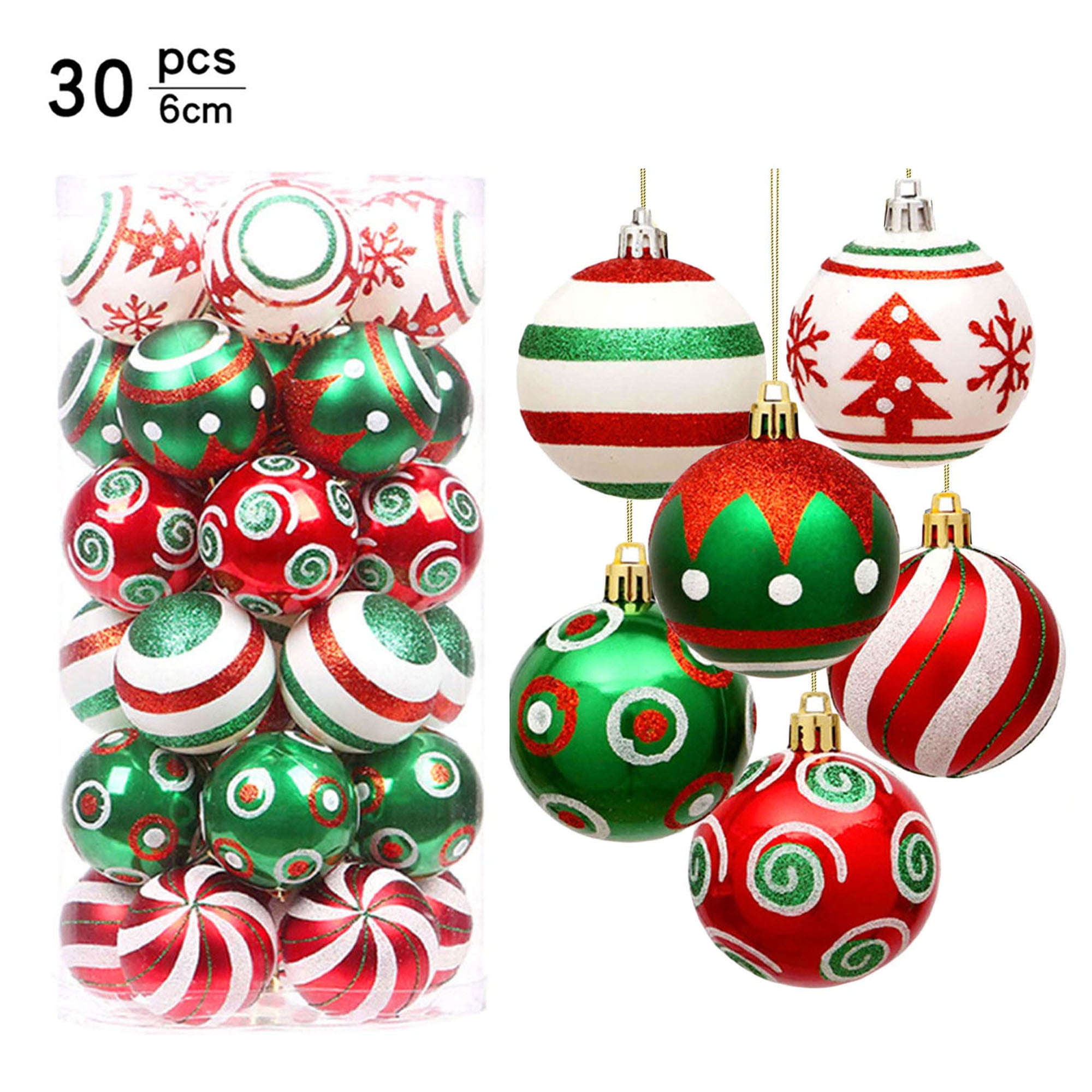 30 Pieces Christmas Balls Xmas Tree Ornaments Balls Colorful Ball ...