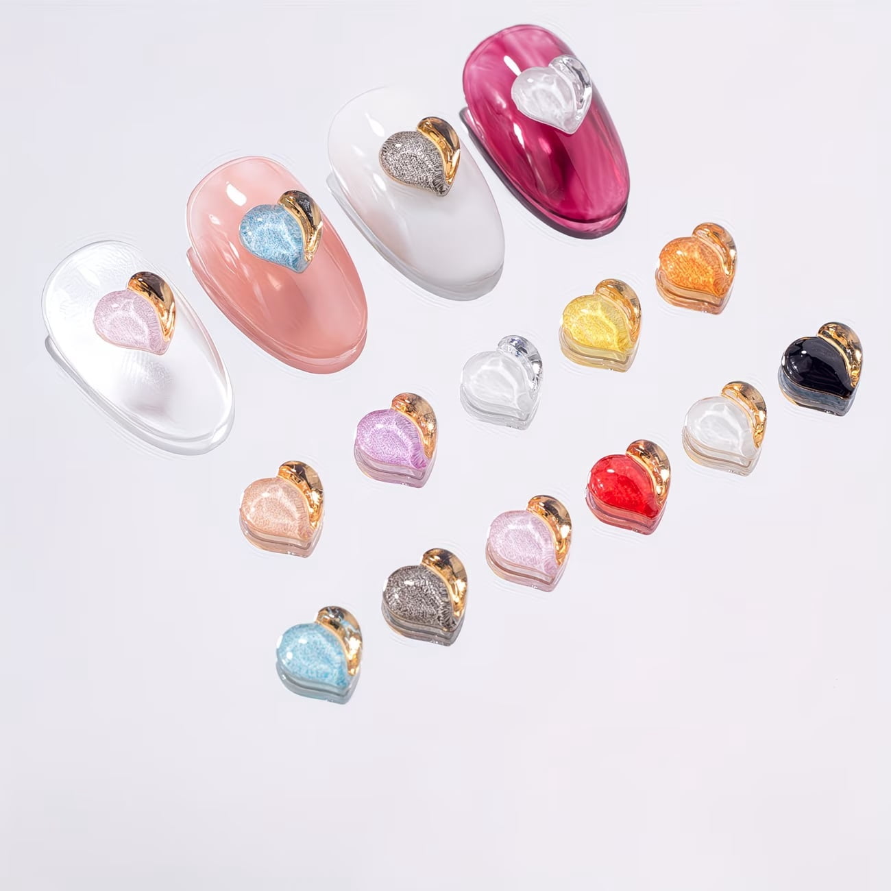 30 Pieces Colorful Resin Gold Edge Heart Shape Faux Gemstones Flat ...