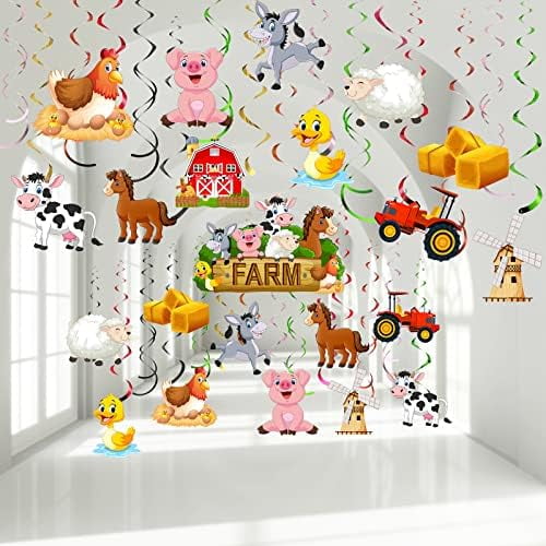 30 Pieces Farm Animal Hanging Swirl Streamers Decorations, Barn Theme ...