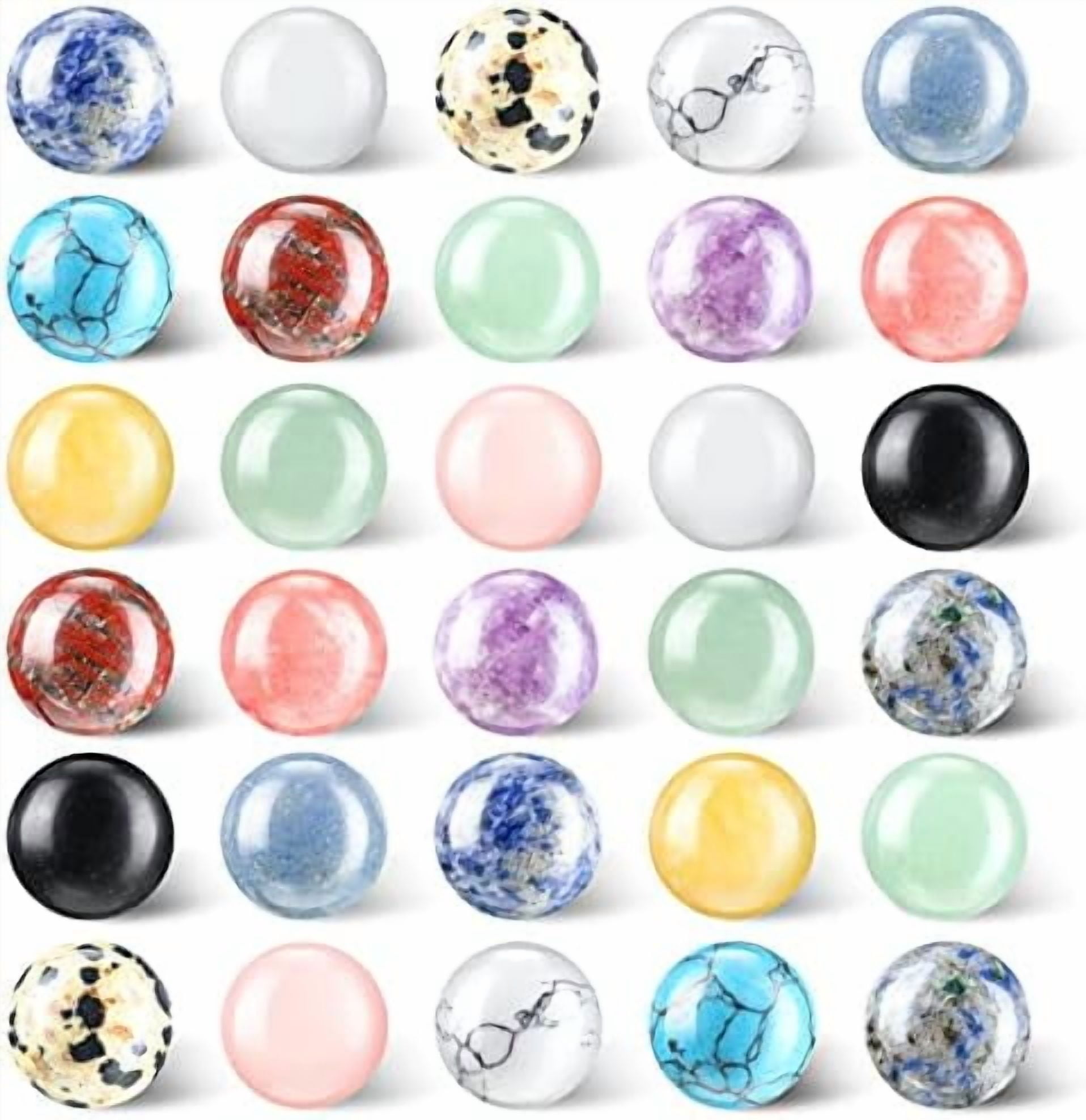 30 Pieces Gemstone Chakra Sphere Balls Crystal Stones 16 mm Assorted ...