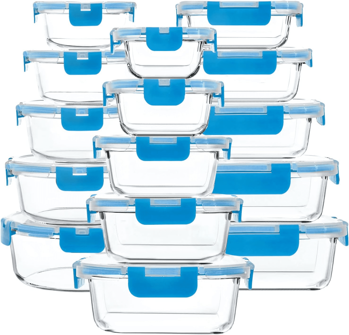 30 Pieces Glass Food Storage Containers with Snap Locking Lids,Glass ...