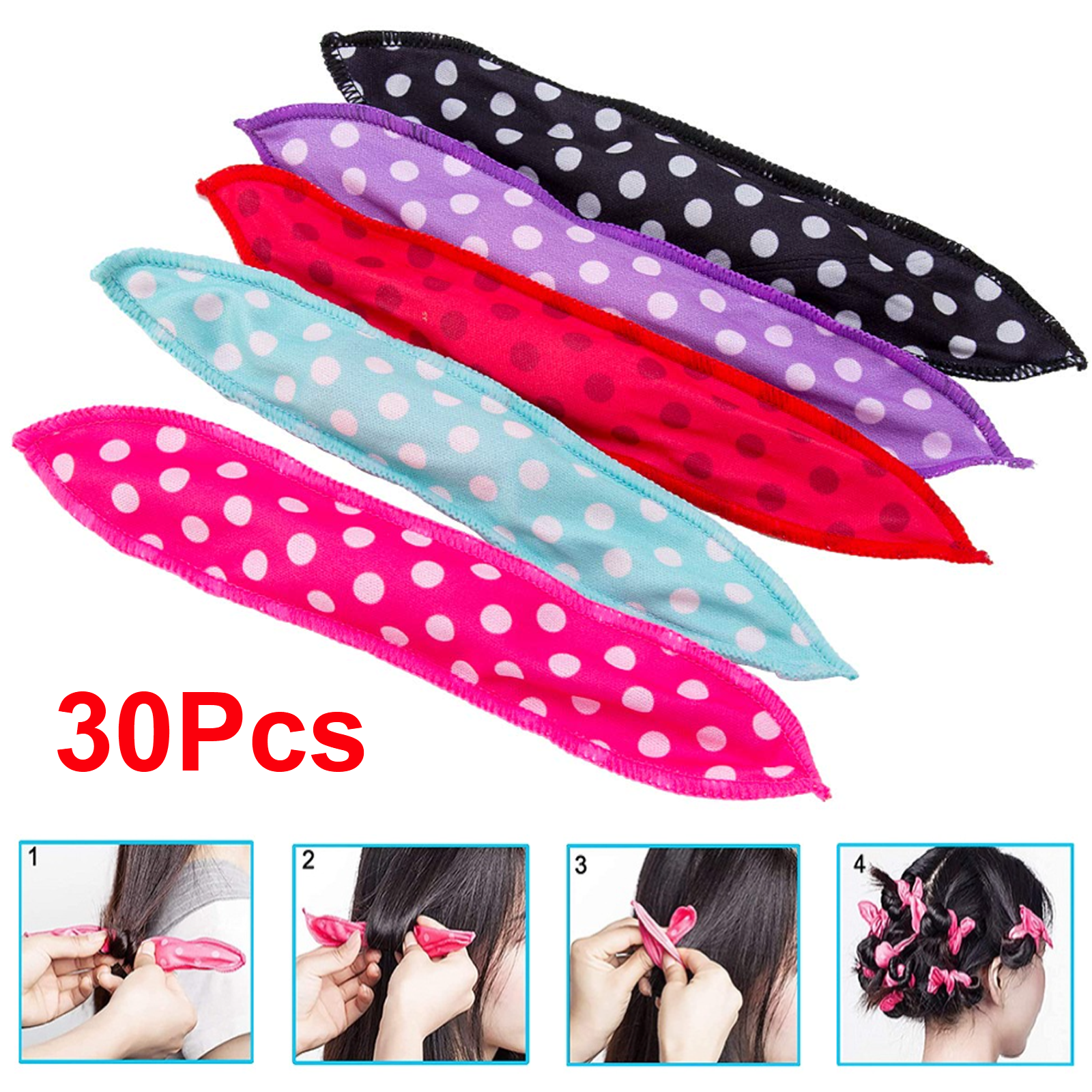 30 Pieces Hair Curler Rollers DIY Night Sleep Foam Hair Styling Tools ...