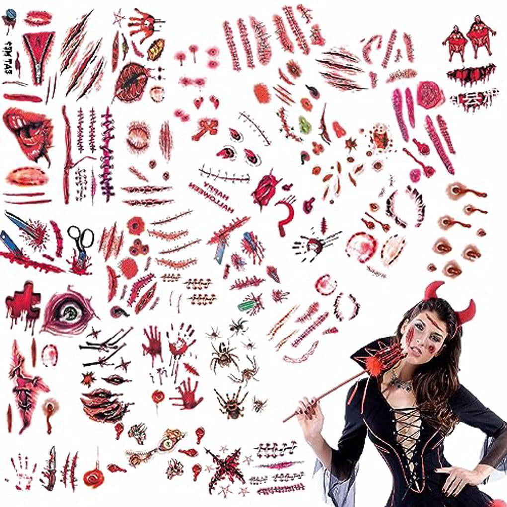 30 Pieces Halloween Scare Stickers Bloody Decoration Fake Blood Makeup ...