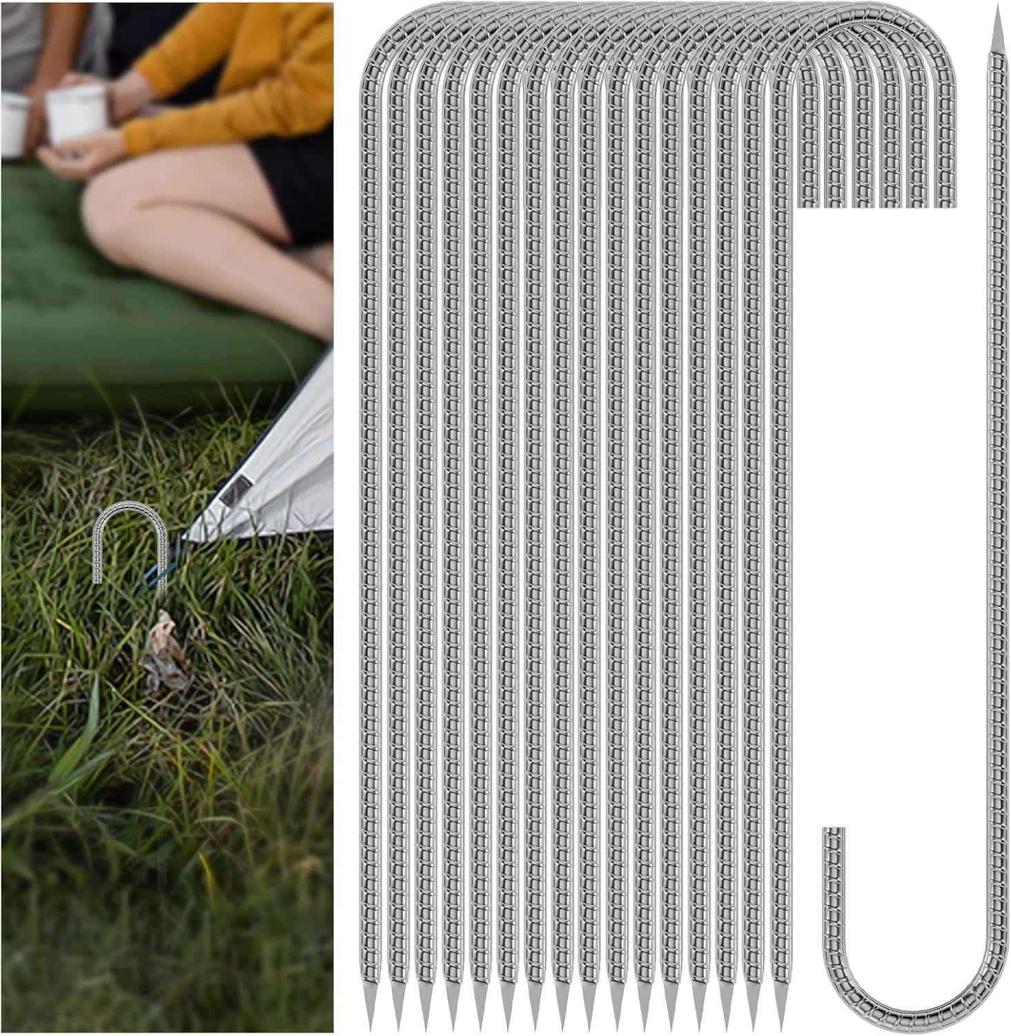 30 Pieces J Hooks Rebar Metal Tent Stakes 12 Inch Galvanized Ground ...