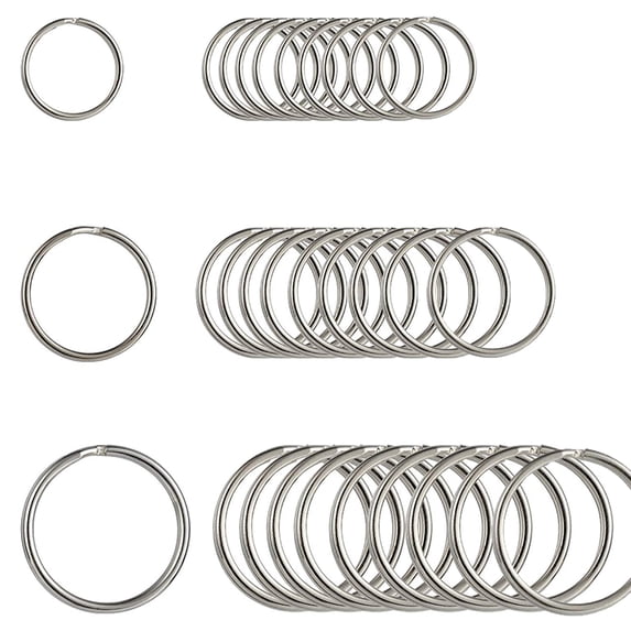 30 Pieces Key Rings Round Flat Rings Set Metal Split Ring Steel ...