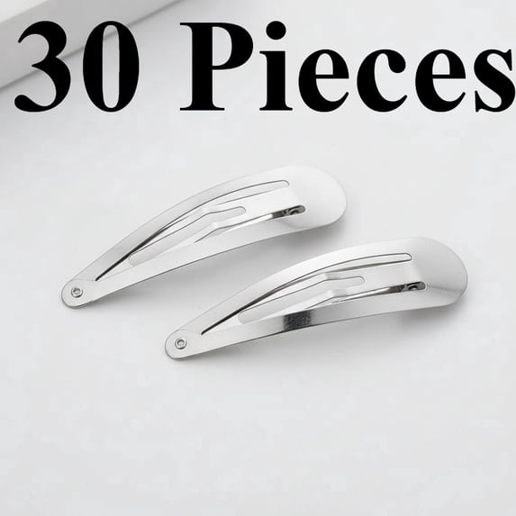 xingrong, Large Metal Snap Hair Clips, 30 Pieces, Silver, 3.1 Inch ...