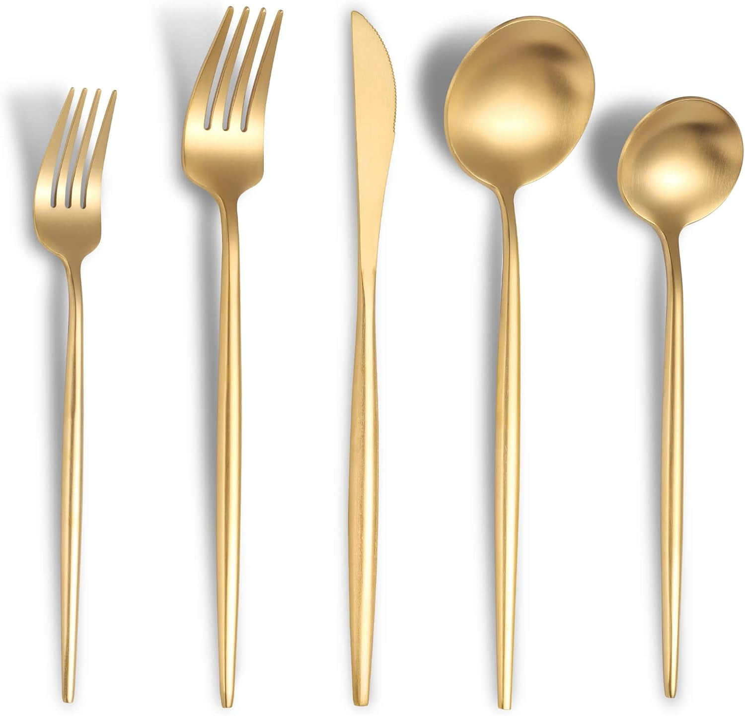 30-Pieces Matte Gold Silverware Set for 6, Modern Stainless Steel ...