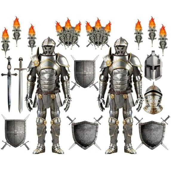 30 Pieces Medieval Party Decorations 6 Feet Jointed Suit of Armor ...