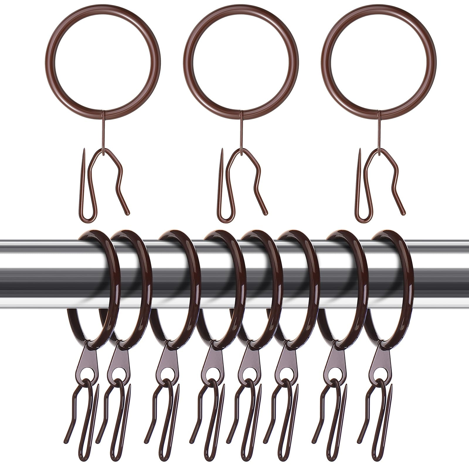 30 Pieces Metal Drapery Curtain Rings Hanging Rings and 30 Pieces Metal ...