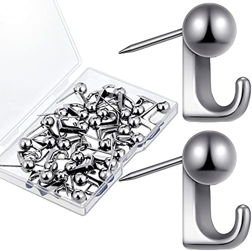 30 Pieces Metal Push Pin Hangers Pin Wall Hooks Picture Hanging Picture ...