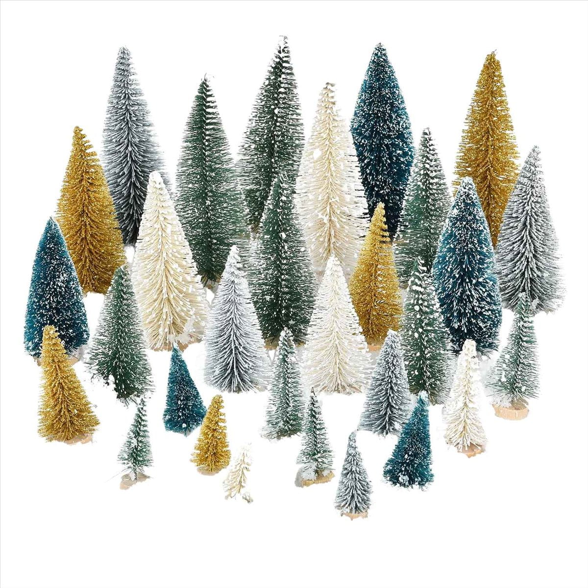 30 Pieces Miniature Pine Trees Sisal Trees with Wood Base for Miniature ...