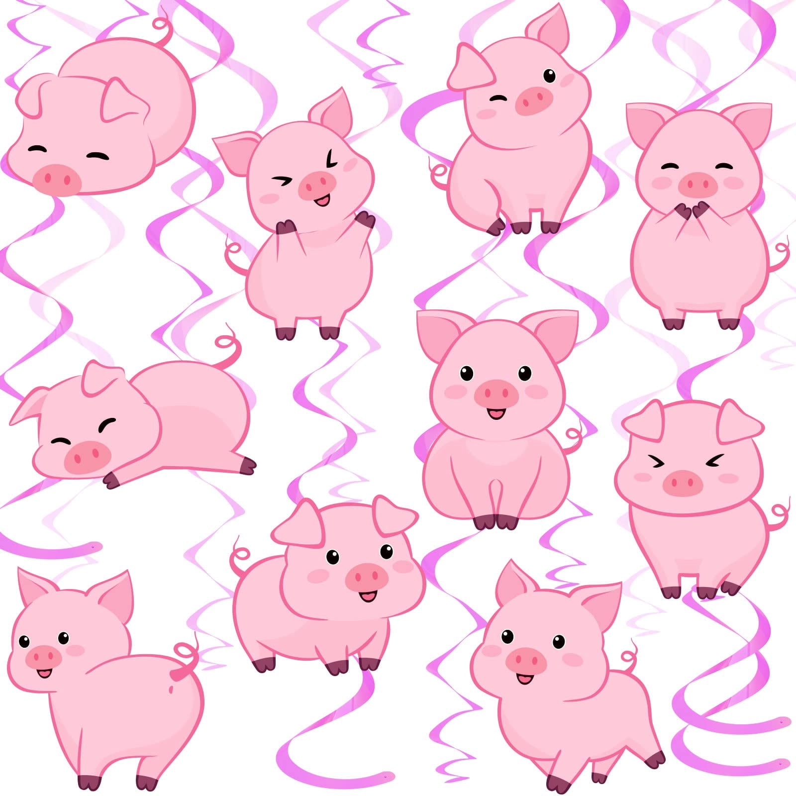 30 Pieces Pig Party Decorations Farm ATT1Animal Hanging Swirl Barnyard ...