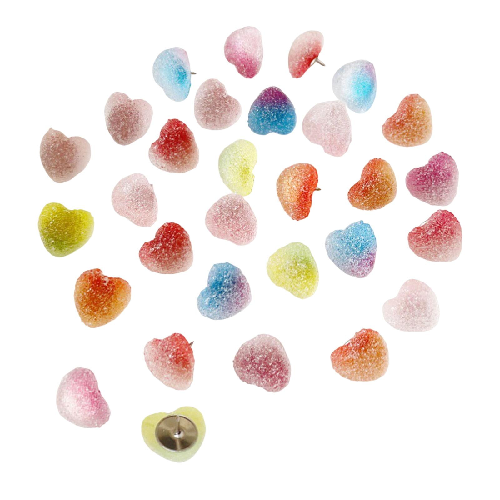 30 Pieces Push Pins, Decorative Thumb Tacks Heart Shape Pushpins ...