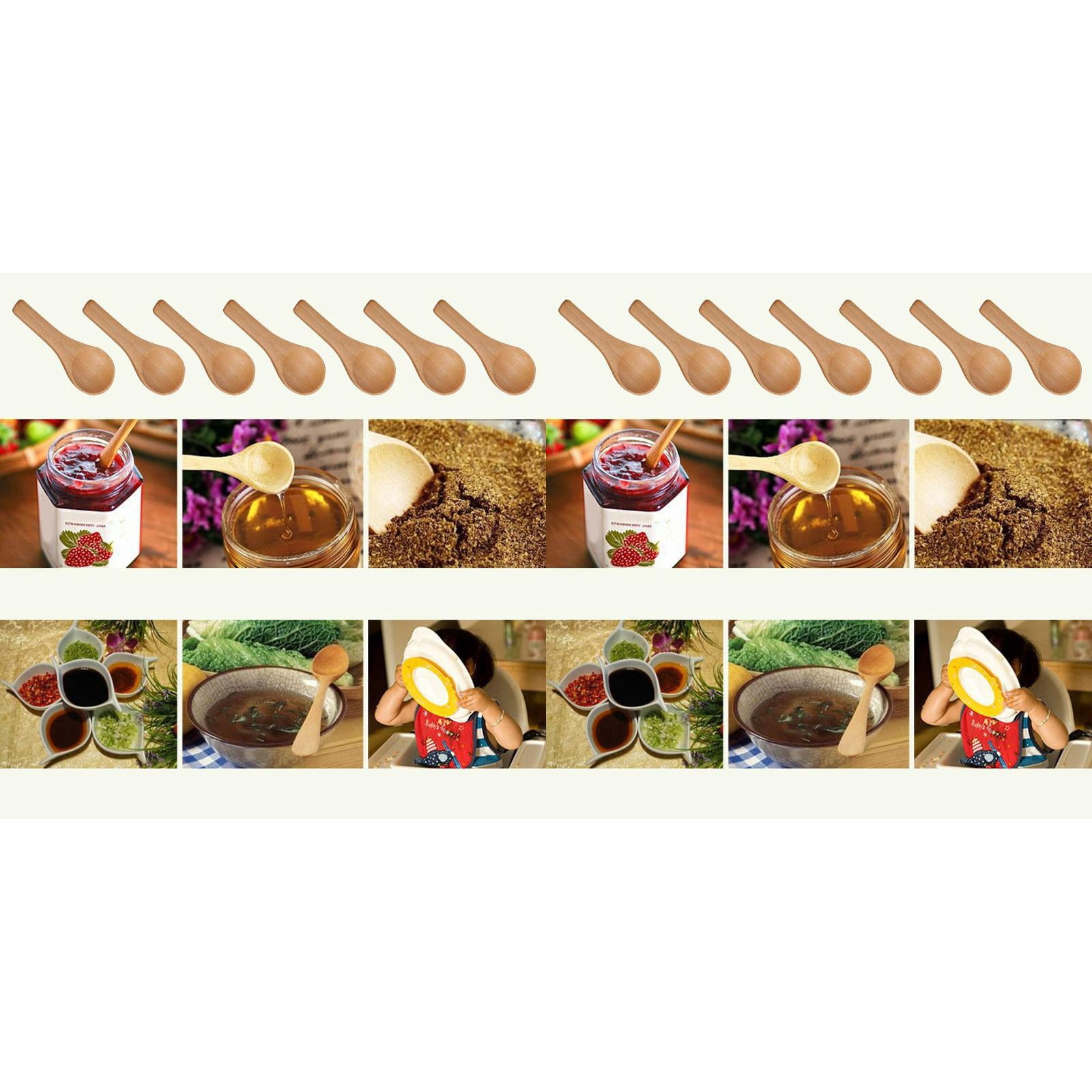 30 Pieces Small Wooden Spoons Mini Nature Spoons Wood Teaspoon Cooking ...