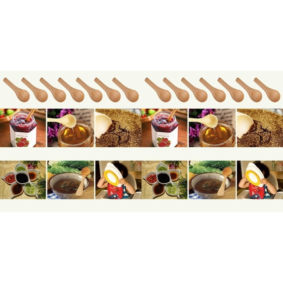30 Pieces Small Wooden Spoons Mini Nature Spoons Wood Teaspoon Cooking ...