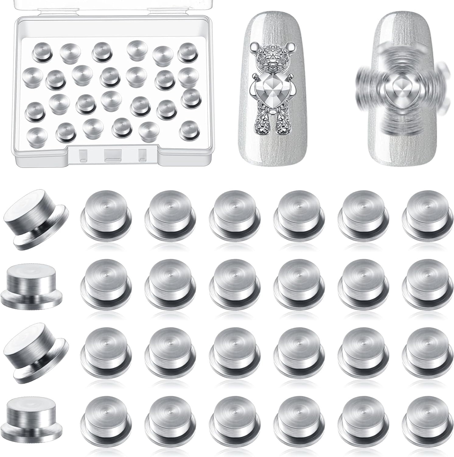 30 Pieces Spinning Nail Charms Nail Art Rotating Charm Bearing Art Tool ...