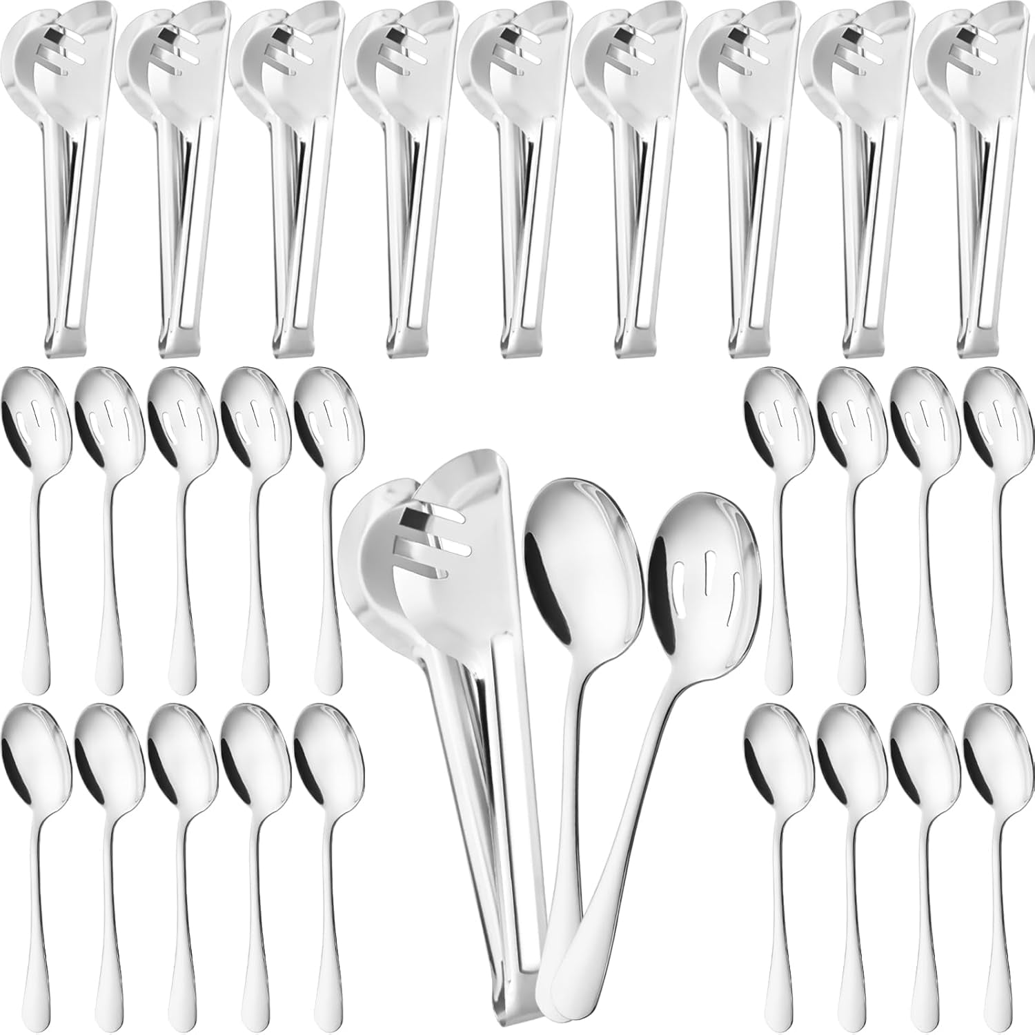 30 Pieces Stainless Steel Large Serving Utensils Set with Serving ...