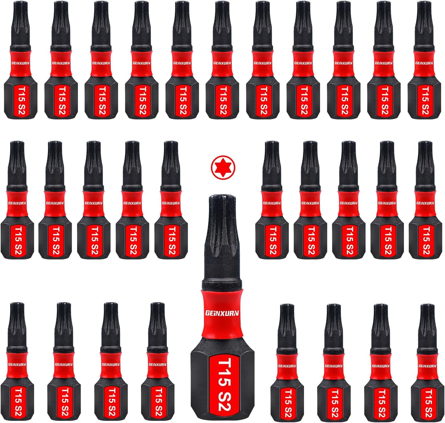 30 Pieces T15 Impact Tough Magnetic Screwdriver Bit Set, 1 In. #15 Torx ...
