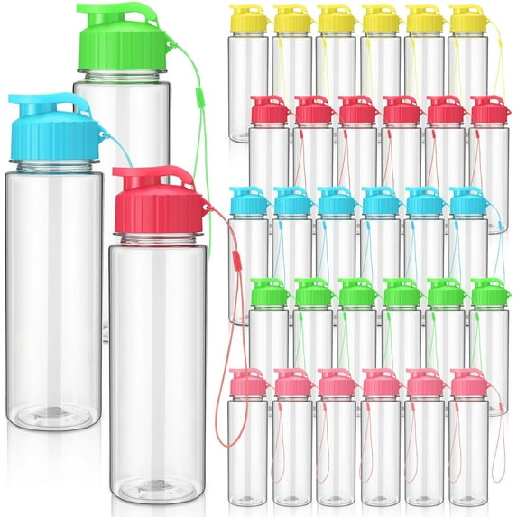 30 Pieces Water Bottle Bulk 17 oz Plastic Sports Water Bottles Bulk ...