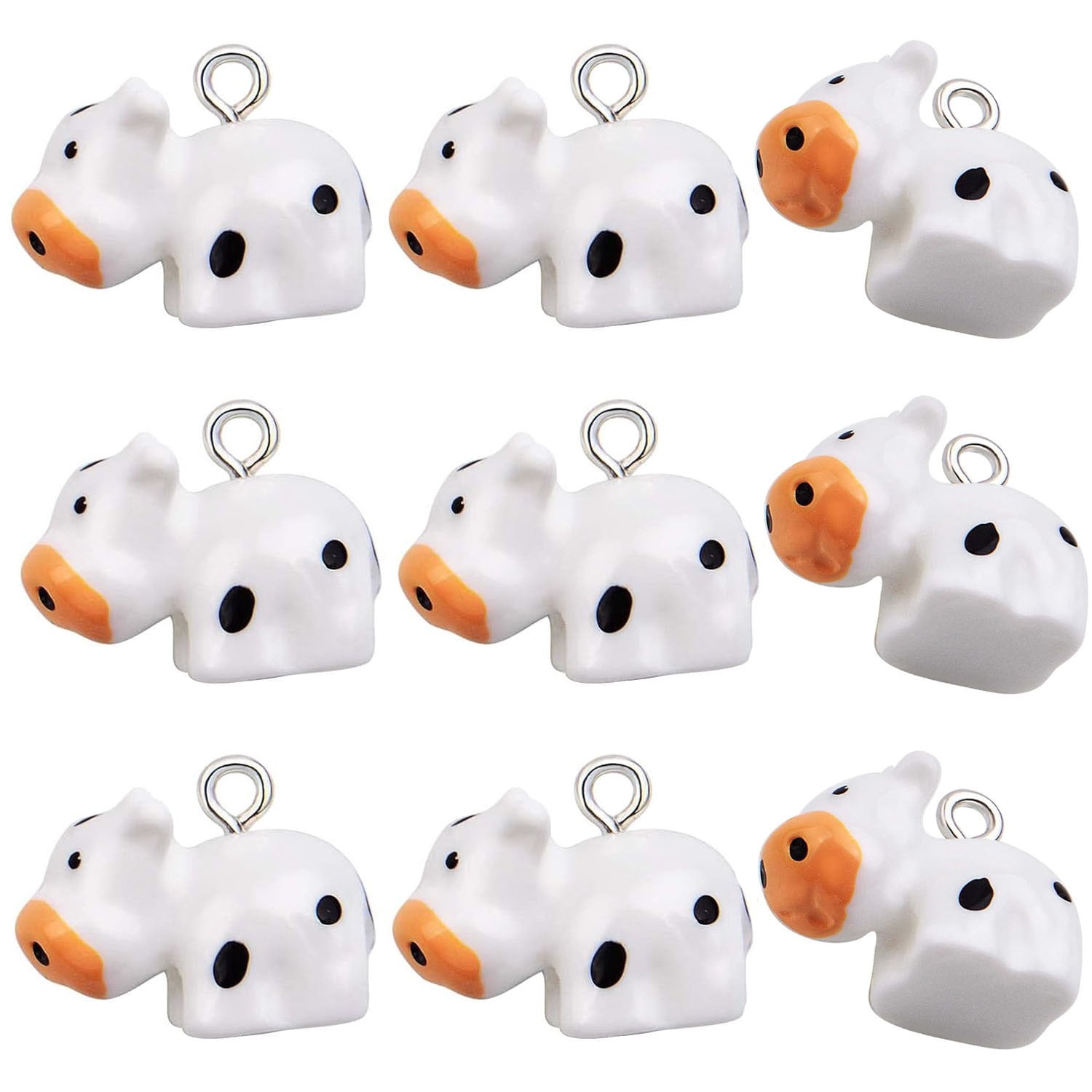 30 Pieces White,Resin Cow Charms Cute Cattle Pendants Small Animal ...