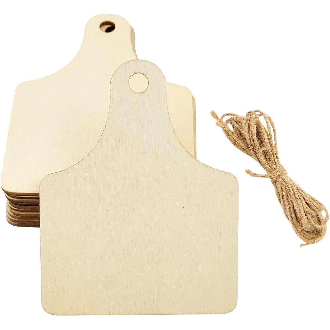 30 Pieces Wooden Cow Ear Tags Unfinished Wood Hanging Cow Tags Natural ...