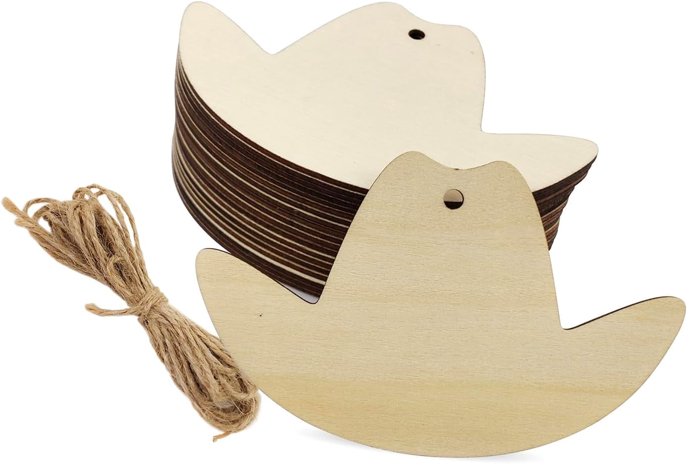 30 Pieces Wooden Cowboy Hat Tags Unfinished Wood Hanging Cowboy Hat ...
