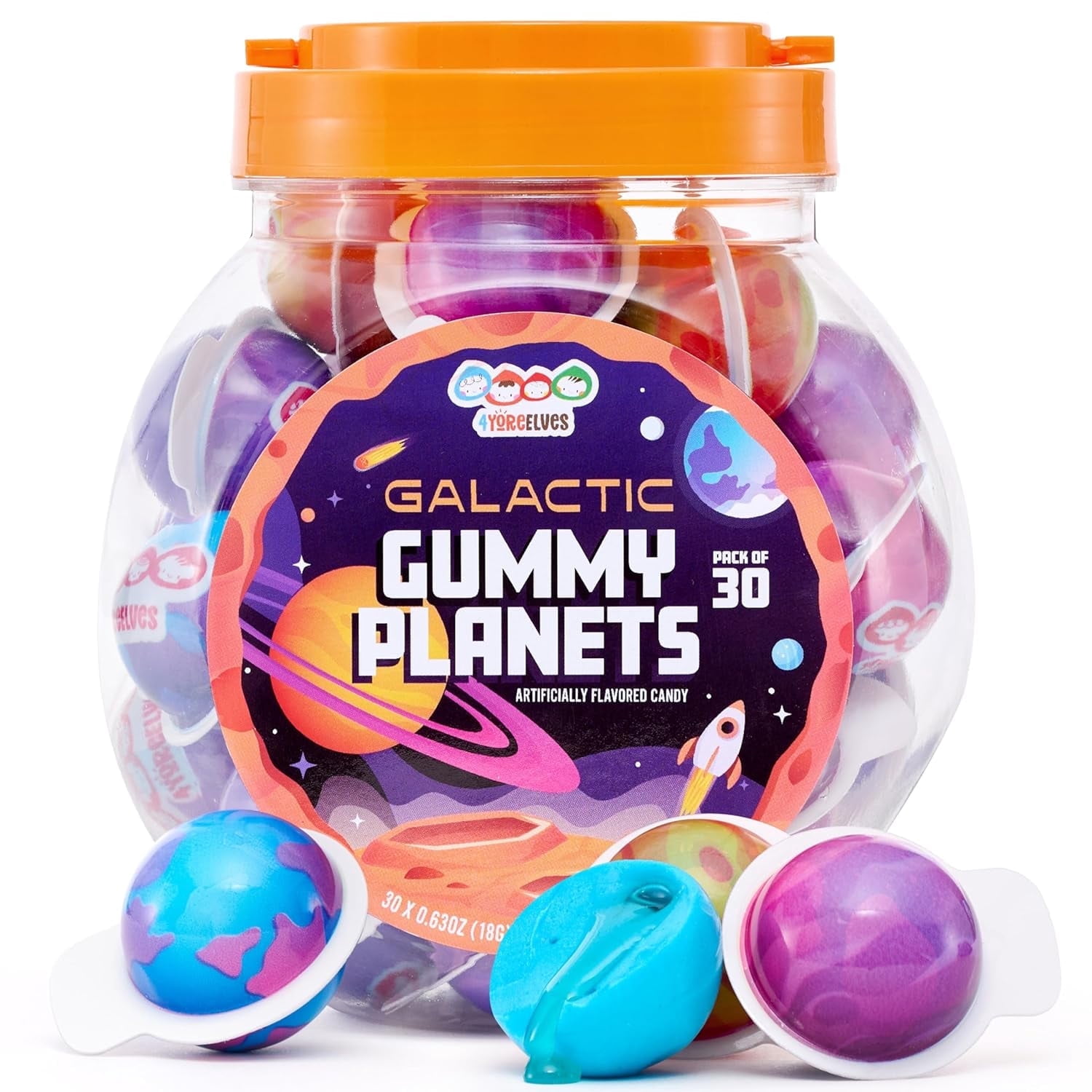 30 Planet Gummies, Novelty Space Candy with Jelly Filling, Individually ...