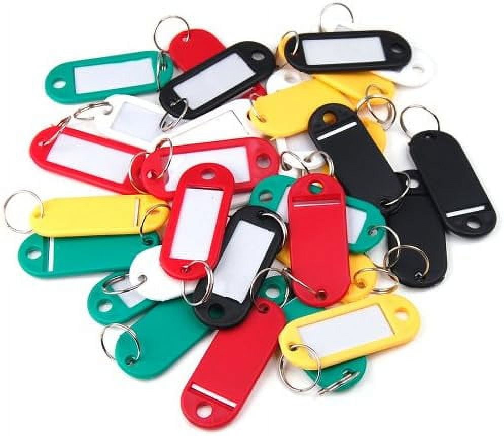 30 Plastic Key Fobs Rings Luggage ID Tags Labels with Name Cards ...