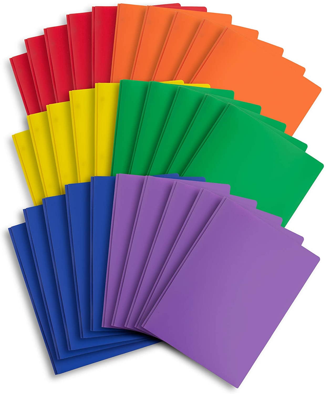 30 Plastic Two Pocket Folders with Prongs, Assorted Color, Durable Poly ...