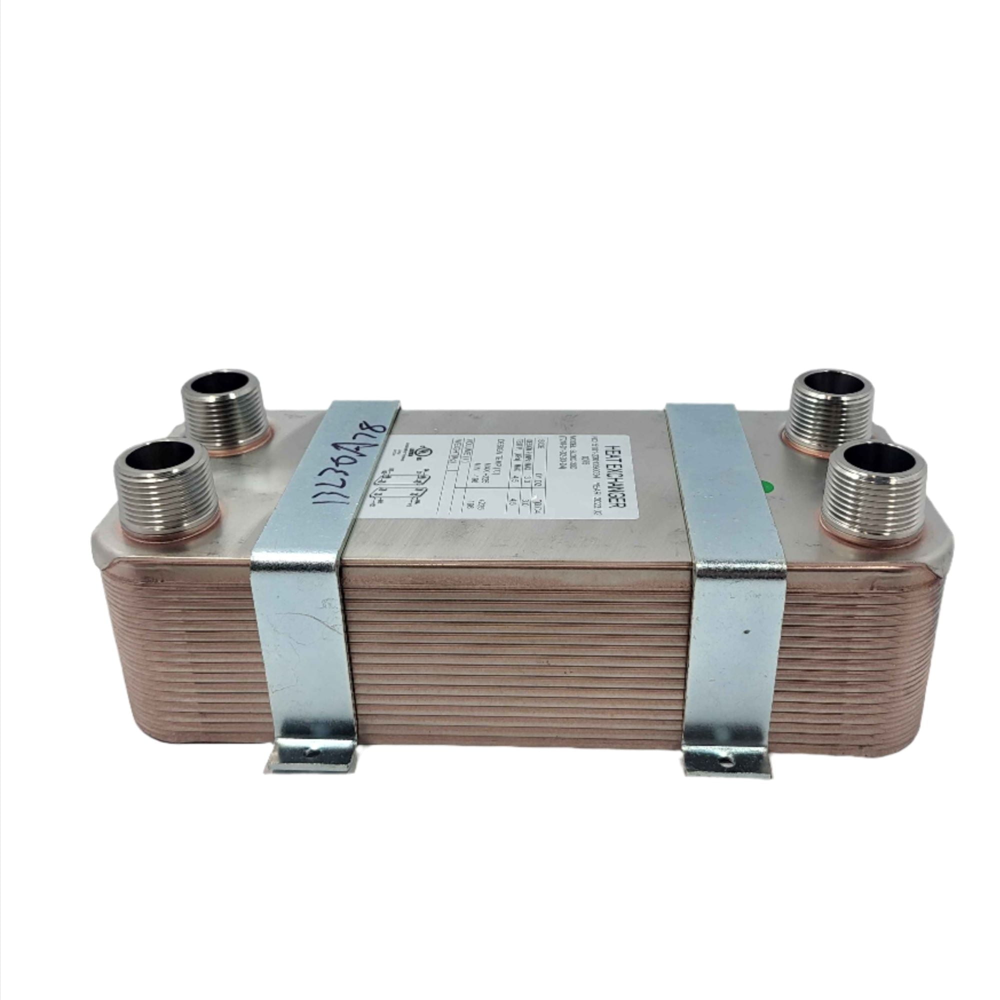 30 Plate Water to Water Brazed Plate Heat Exchanger 1" MPT Ports With ...
