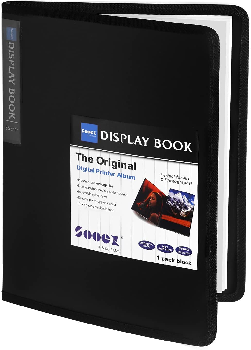 30-Pocket Binder with Plastic Sleeves 8.5x11 (), Heavy Duty Art ...