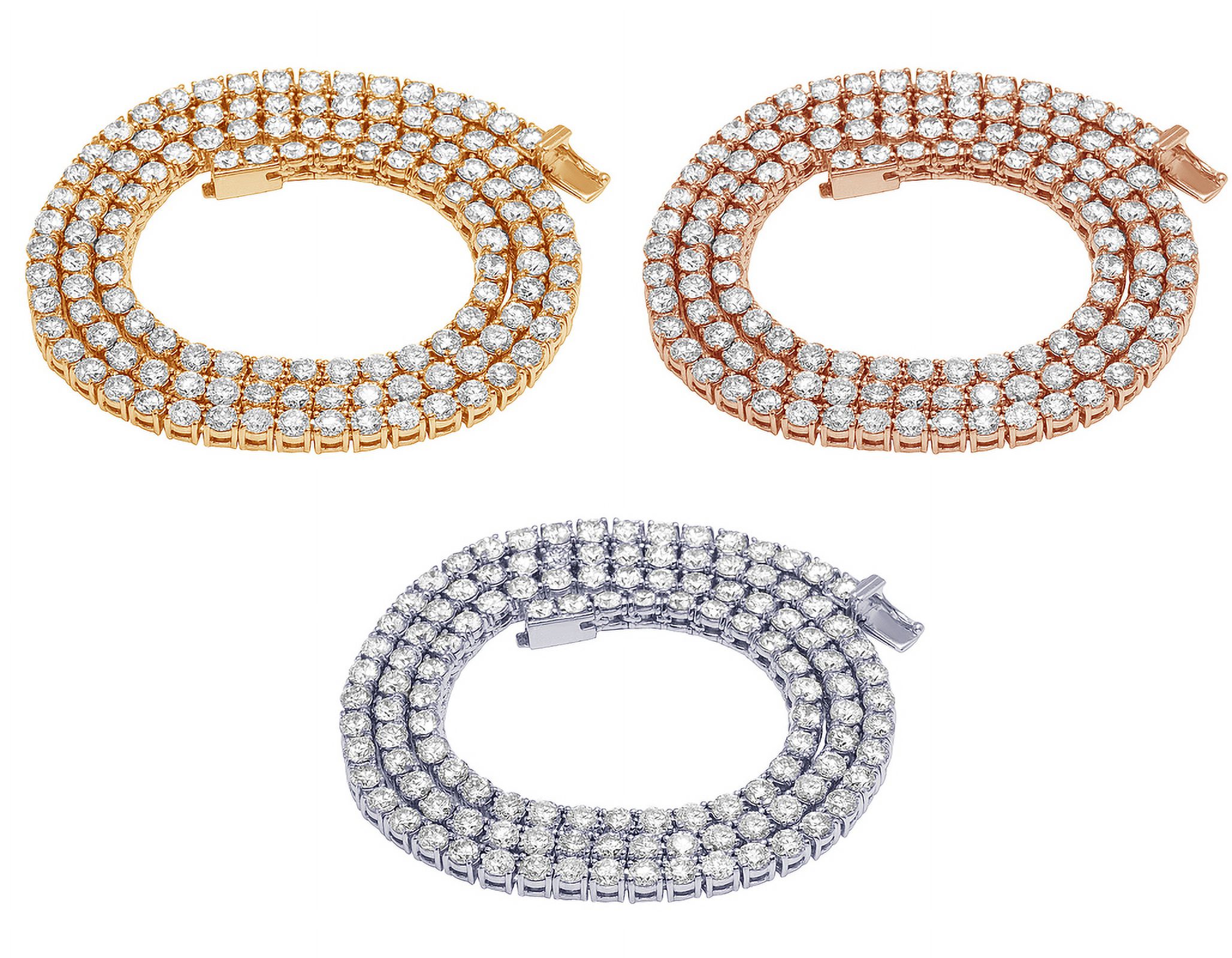 30 Pointer Solitaires 29.78 CT Diamond 4 Prong Set Tennis Chain ...