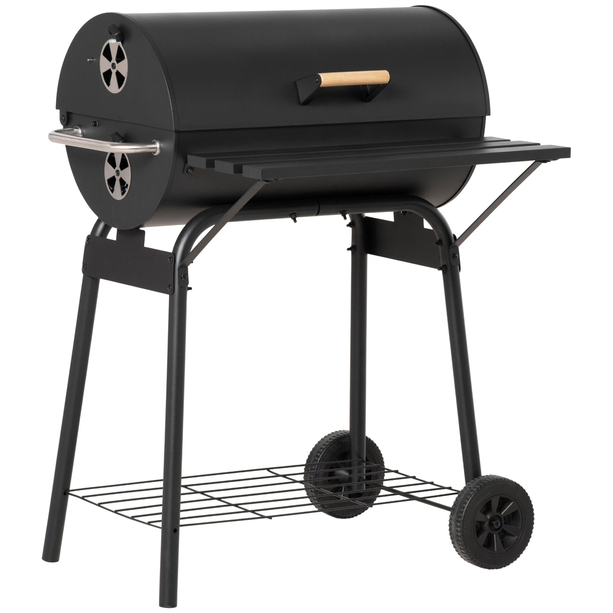 30 Portable Barrel Charcoal BBQ Grill, Steel Outdoor Barbecue Smoker ...
