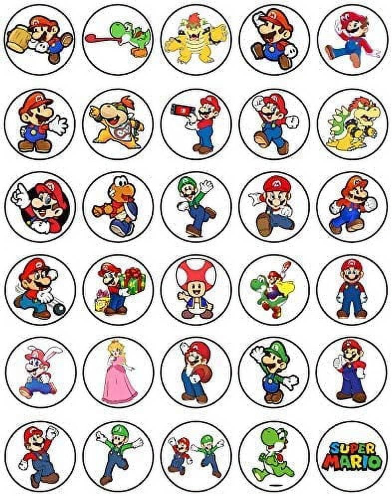 ToriBellas Designs Mario Edible Wafer Cupcake Cookie Toppers, 30 Precut ...