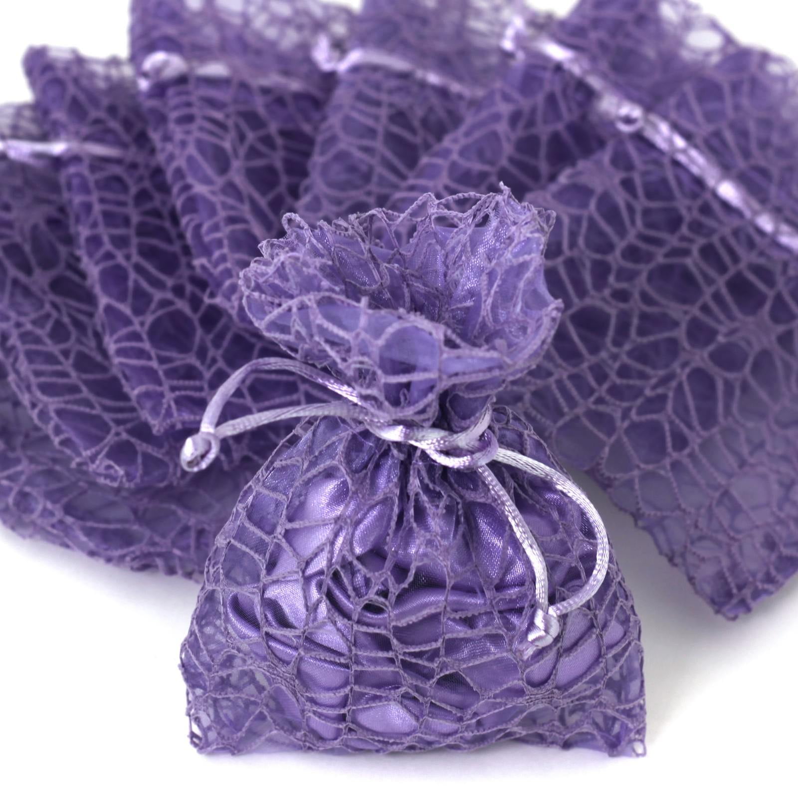 30 Purple Organza Lace Gift Bags (4" x 6") Party Favor Fabric Birthday ...