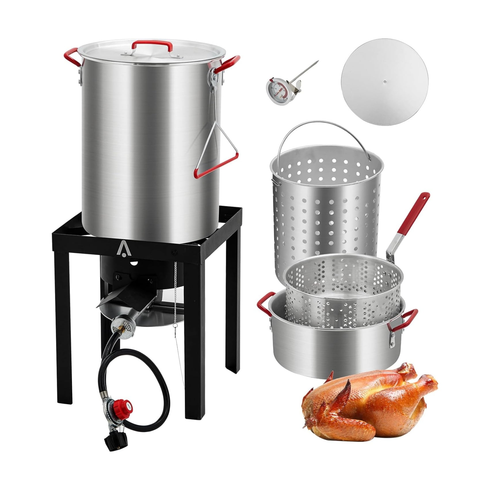 30 QT Turkey Fryer Cooker Set and 10 QT Kit,Home 50,000 BTU Aluminum ...