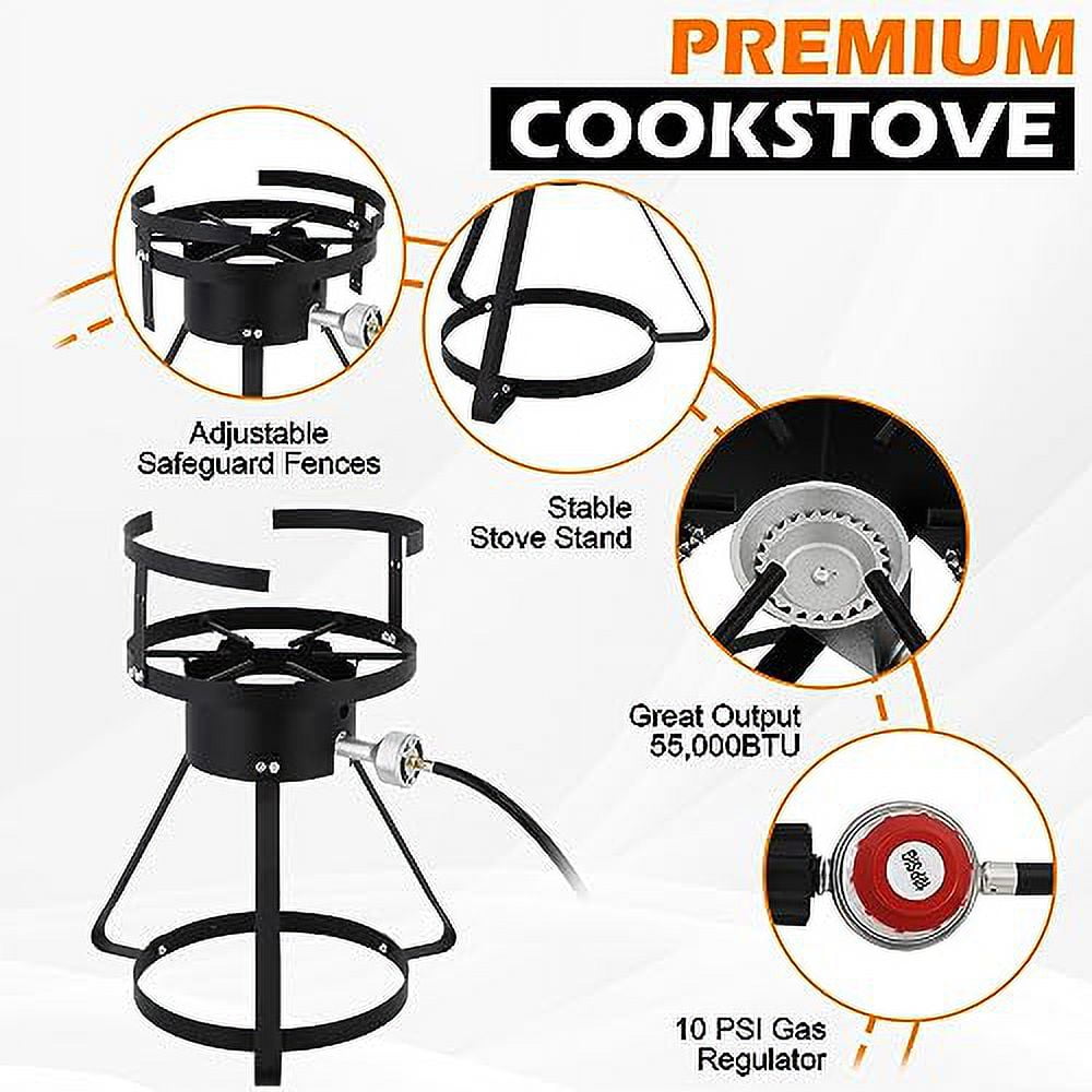 30 Qt. Aluminum Turkey Fryer with Injector Thermometer Kit and 54, 000 ...