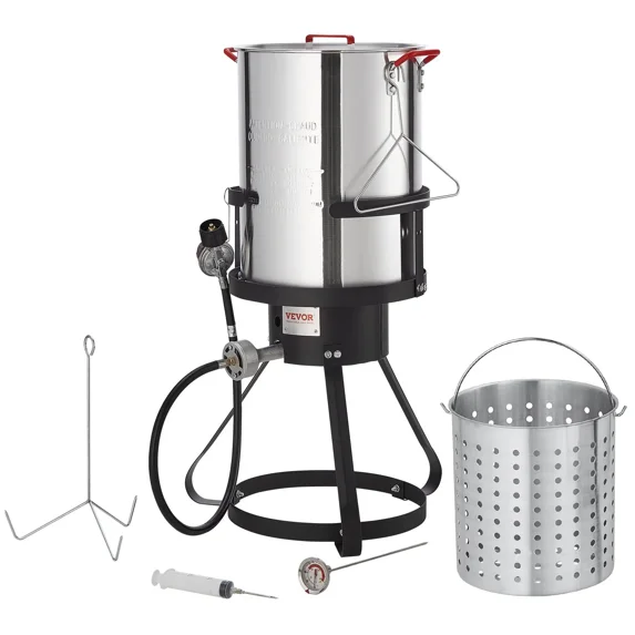 30 Qt Turkey Deep Fryer Set-Outdoor Aluminum Cooker with 54,000 BTU ...