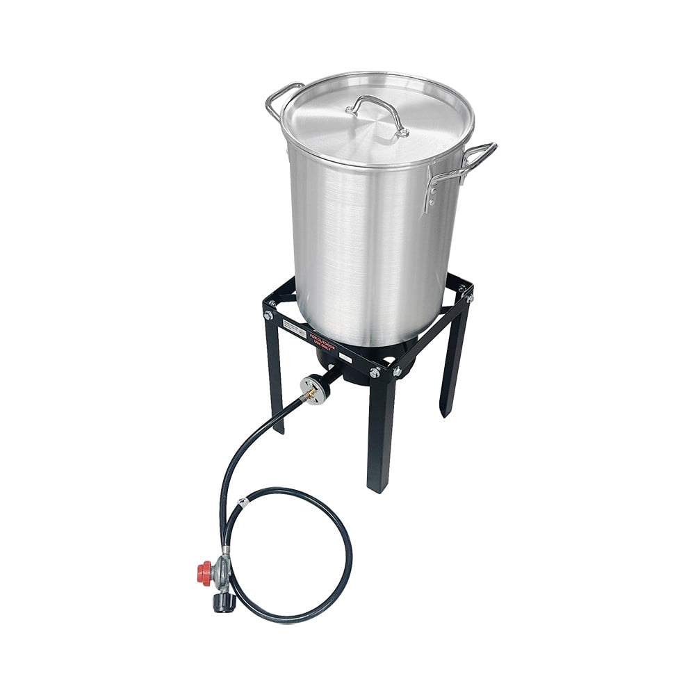 30 Qt Turkey and Fish Fryer Boiler Pot, 37000 BTU Burner for Outdoor ...