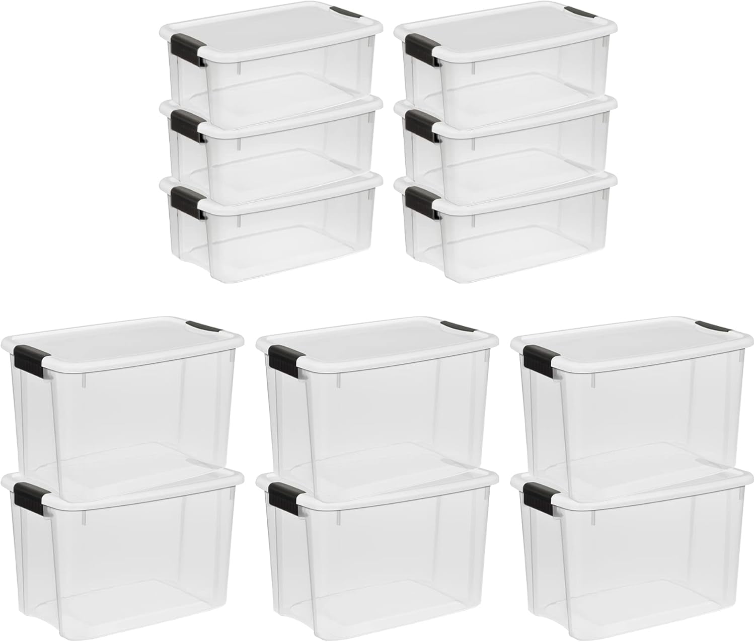 30 Quart (6 Pack) & 18 Quart (6 Pack) Clear Plastic Stackable Storage ...