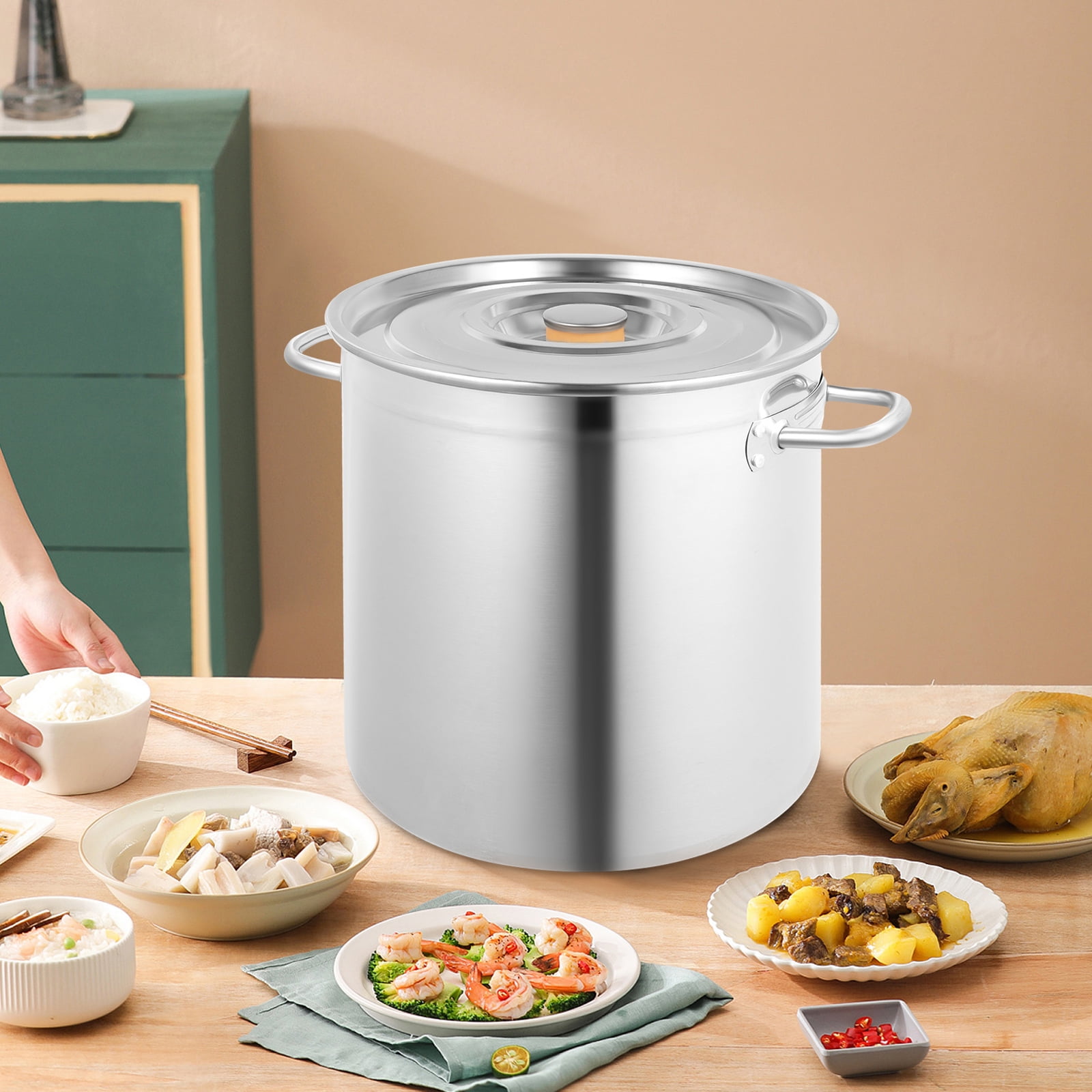 30 Quart Stainless Steel Stockpot, 201 Stainless Steel with Lid, Large ...