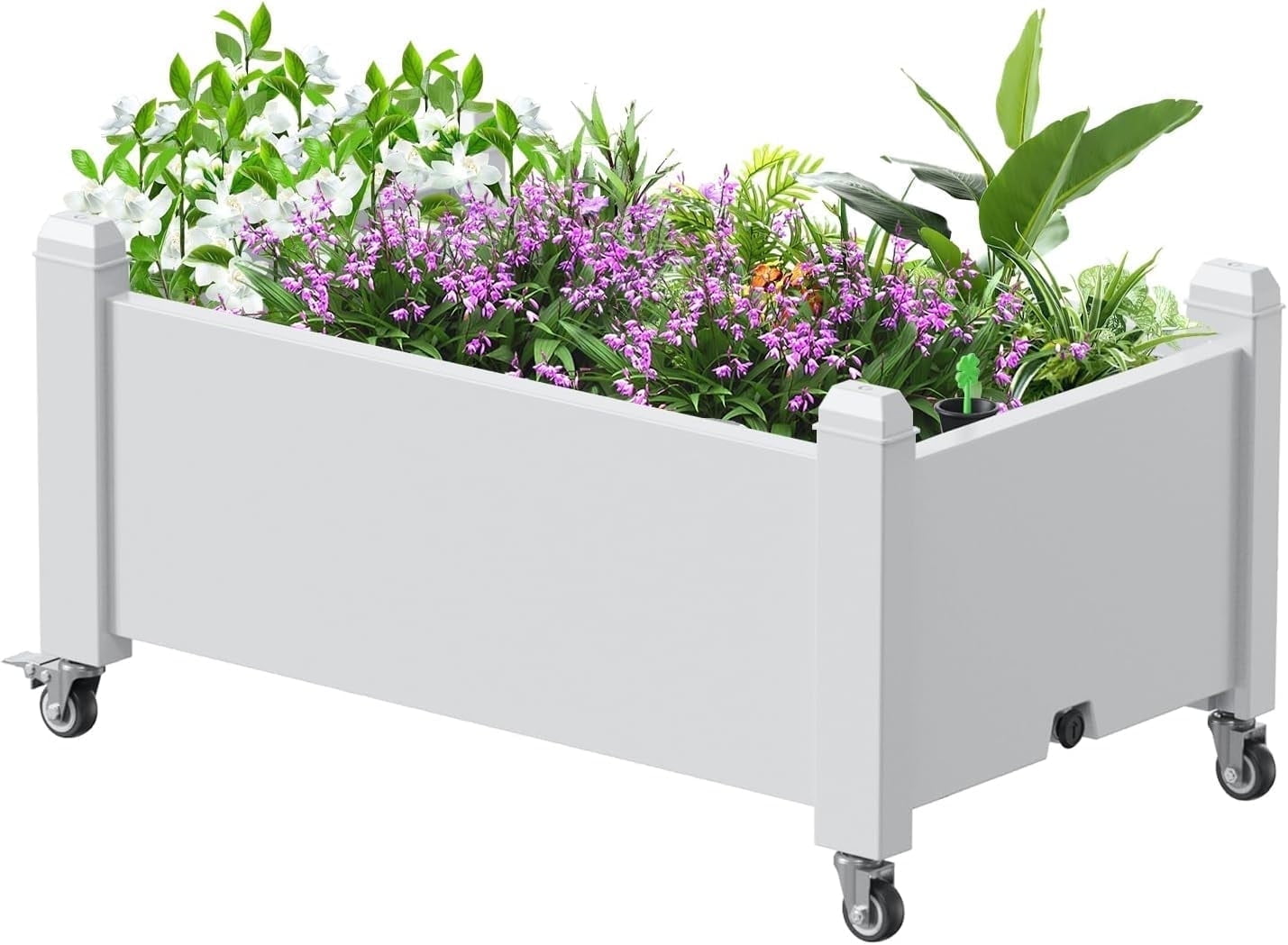 30" Rolling Elevated Planter with Wheels - 53L Capacity, 4 Swivel ...