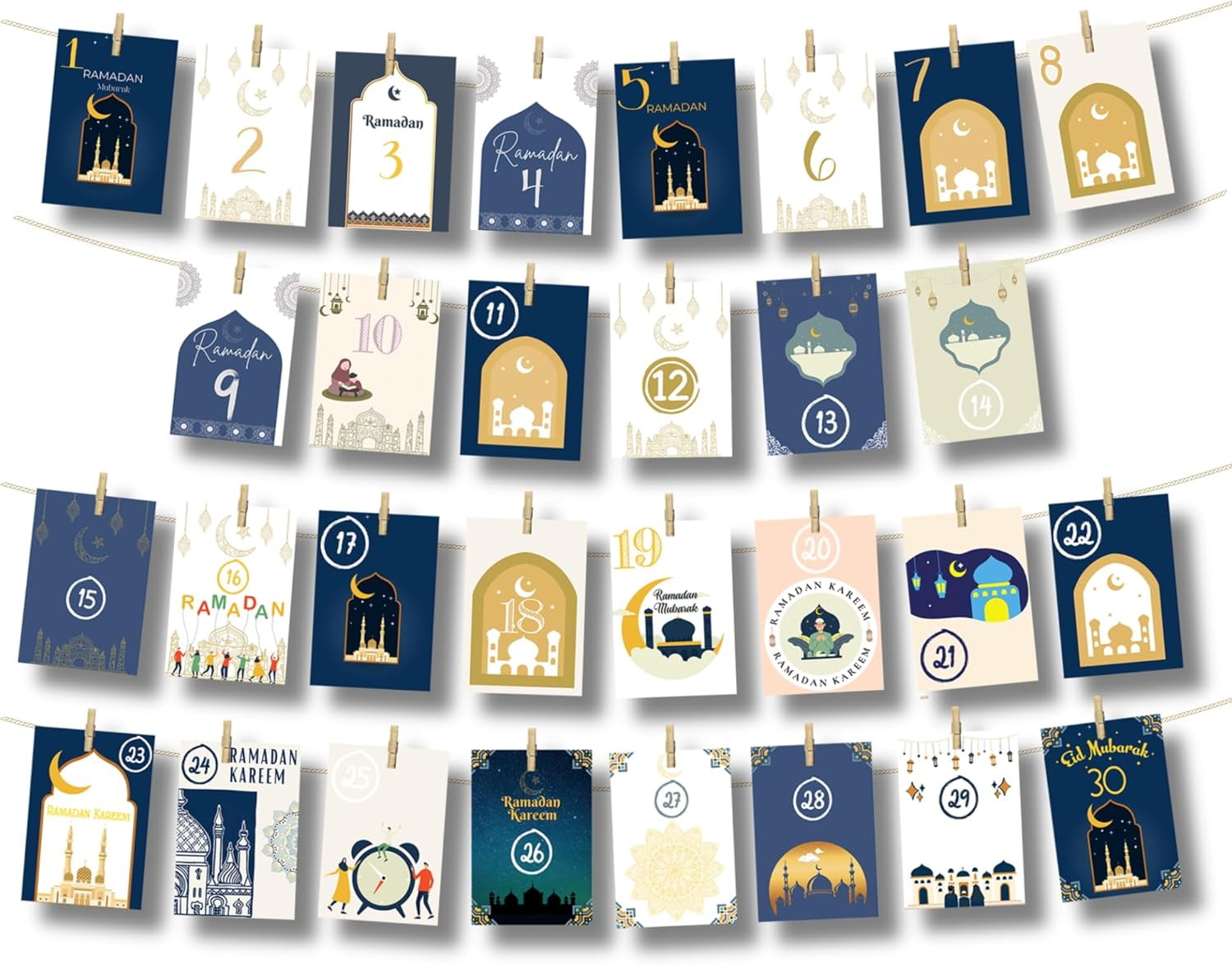 30 Ramadan Advent Calendar Card With Good Deeds,Ramadan Mubarak Cards ...