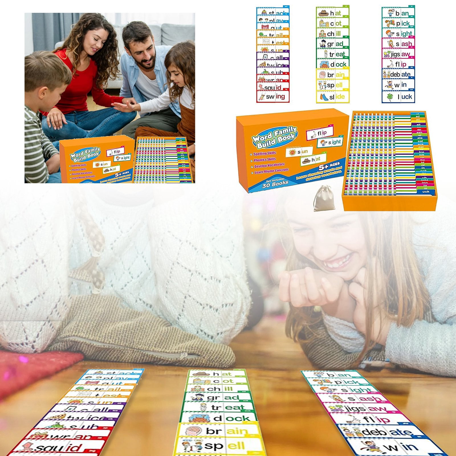 30 Read And Rhyme Flip Books,Word Families Flash Cards,Word Vocabulary ...