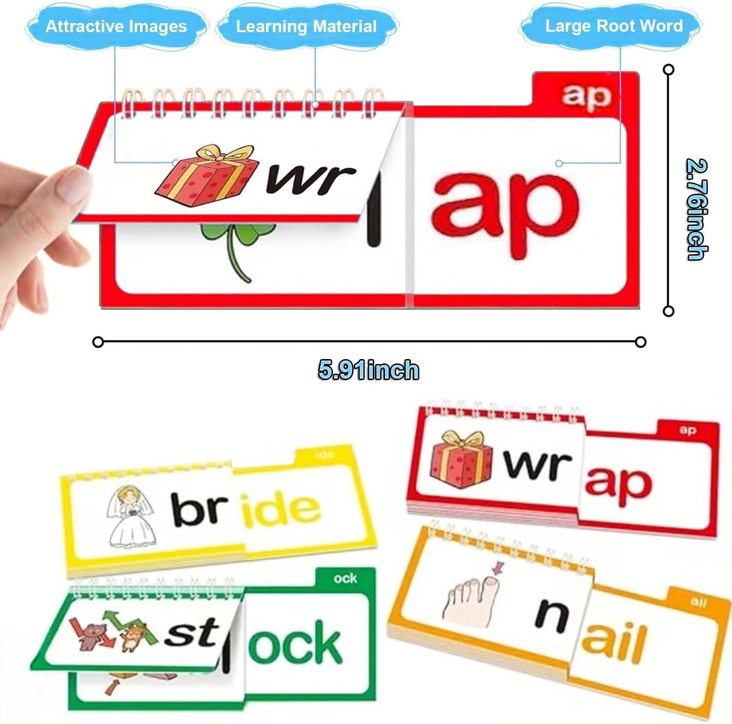 30 Read And Rhyme Flip Books, Word Family Build Book, Learn To Read ...